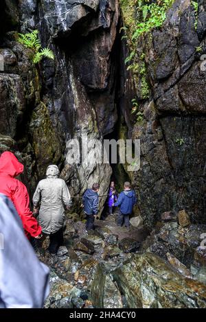 Guided tour of the paintings in the Solsem Cave on the island of Leka ...