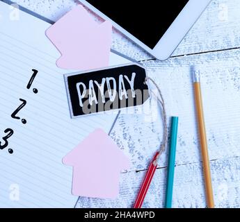 Word writing text Payday Loan. Business photo showcasing Something lent ...