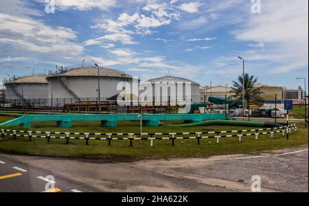 Oil refinery storage tanks Brunei Stock Photo - Alamy