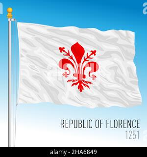 Florence, coat of arms with lily symbol, Italy, vector illustration ...