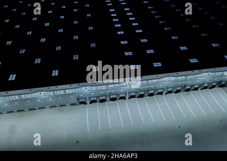 Night Loading dock at a warehouse. modern logistics center. docking ...