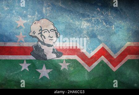 Top view of county of Washington, Maryland flag, USA no flagpole. Plane ...