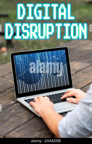 Text showing inspiration Digital Disruption. Business overview occur ...