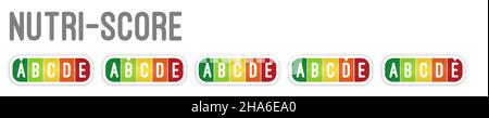 Nutri-score icons set. Isolatad Nutriscore stickers for packaging on ...