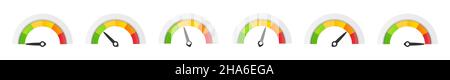 Speedometer set. Score measuring indicator with arrows and marks ...