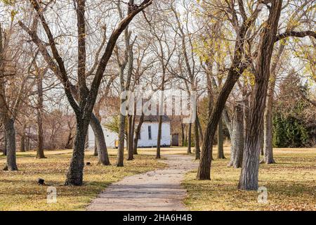 Sunny view of the Harn Homestead landmark at Oklahoma Stock Photo - Alamy