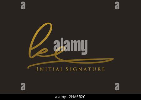 Initial Letter KE Logo - Handwritten Signature Style Logo - Simple ...