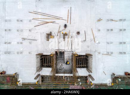 Aerial photo shows the construction site of the Houdixia Grand Bridge ...