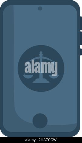 smartphone device with justice app isolated icon vector illustration ...