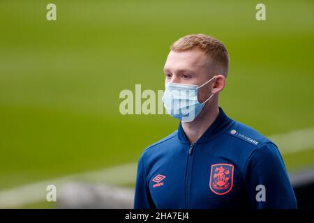Lewis O'Brien #8 of Huddersfield Town arrives at the John Smith's ...