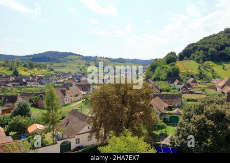 Aerial view of Biertan fortified saxon church, Unesco World Heritage ...