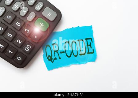 Sign displaying Qr Code, Business showcase the trademark for a type of ...