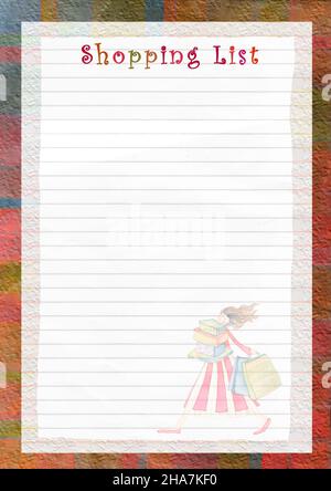 Background with space for shopping list Stock Photo - Alamy