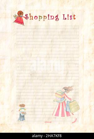 Background with space for shopping list Stock Photo - Alamy