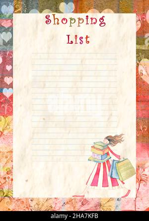 Background with space for shopping list Stock Photo - Alamy