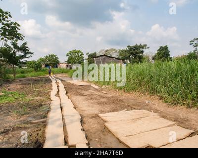 Leticia, Colombia - Sep, 2017: Wooden bridge to the 'Isla de La ...