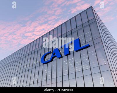 Ningde, China. July 8, 2021. Editorial Use Only, 3D CGI. CATL Holding ...