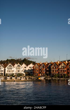 Scenic cityscape of modern norwegian town. Modern architecture of ...