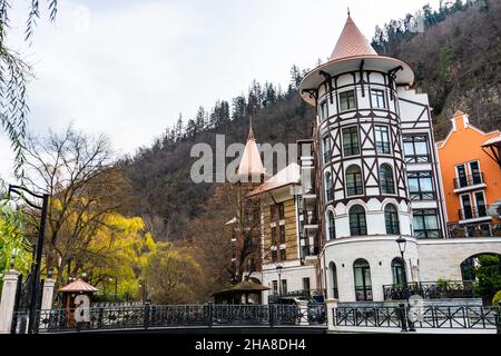 City resort with mineral water springs Borjomi Stock Photo - Alamy