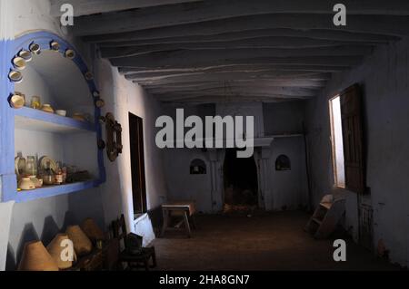 A traditional style kitchen in a residence at rural Chinese village ...