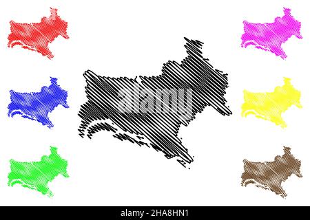 Purnia district (Bihar State, division, Republic of India) map vector ...