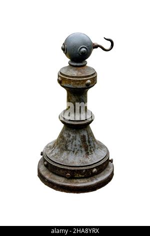 old metal pillar with rust isolated on a white background. High quality ...