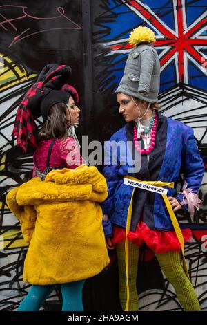Models showcase Pierre Garroudi collection during the flash mob fashion ...