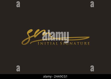 Initial Letter SM Logo - Hand Drawn Signature Logo - Minimal Vector ...