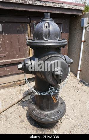 Heavy Duty Steel Chains isolated on black background with large hook ...