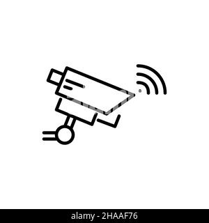 Security CCTV camera. Outline drawing, black silhouette and 3d model ...