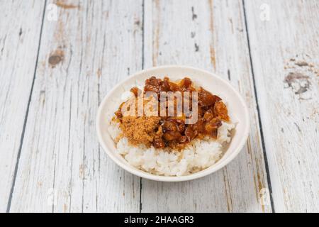 Lo bah png, Taiwanese minced pork rice dish, with seasoned boiled egg ...