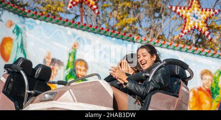 Teen Girls at Theme Park Stock Photo - Alamy