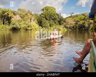 Laguna Onza, Brazil - December 2019: Caucasian woman swimming in the ...