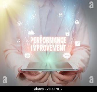 Text caption presenting Performance Improvement. Business approach ...