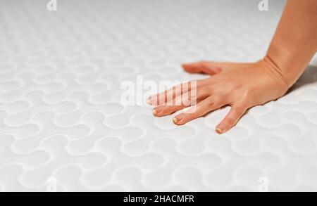 Hand Testing Orthopedic Memory Foam Core Mattress Stock Photo - Alamy