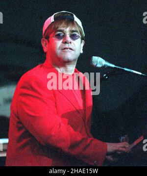 British singer Elton John during a concert at Paris Bercy in May 1984 ...