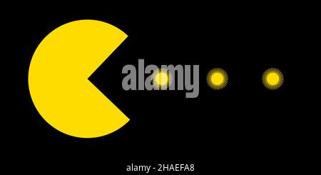 Vegetarian Pac-Man eating flowers, famous video game theme illustration ...