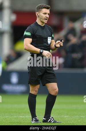 Referee Nick Walsh during the Premier Sports Cup Semi-final match at Hampden Park, Glasgow ...