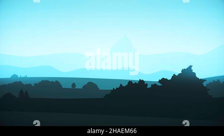Animation moving of landscape in cartoon style. Digital design concept ...