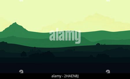 Animation moving of landscape in cartoon style. Digital design concept ...