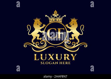 CF Letter Luxurious Brand Logo Template, for Restaurant, Royalty ...