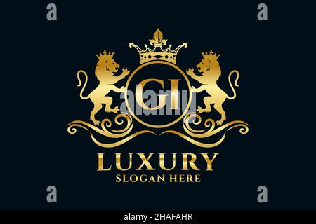 GI Letter Luxurious Brand Logo Template, for Restaurant, Royalty ...