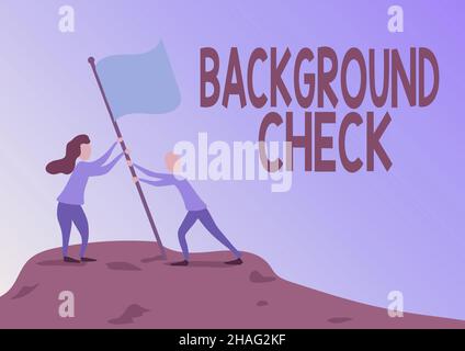 Text caption presenting Background Check. Business overview typically ...