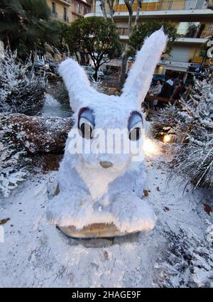 MENTON, FRANCE - DECEMBER 11 2021 - Santa clais Village is open for ...