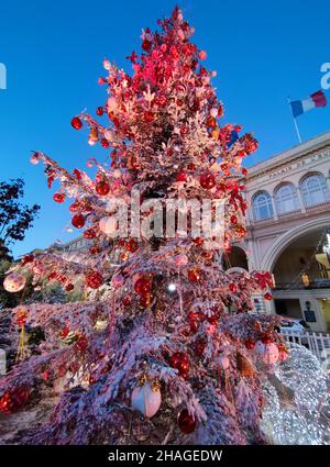 MENTON, FRANCE - DECEMBER 11 2021 - Santa clais Village is open for ...