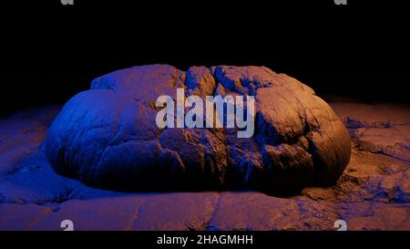 rocky ground with boulder isolated on black background Stock Photo - Alamy