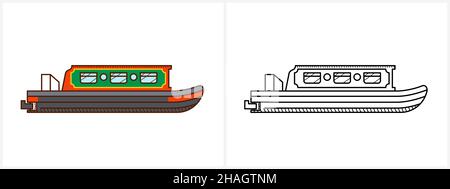 Coloring book or page for kids. boat black and white vector ...