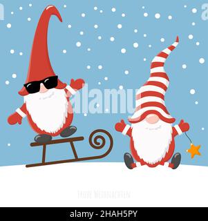 eps vector illustration with christmas gnomes having different ...