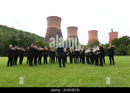 Jackfield Brass Band and the Ironbridge Power Station cooling towers ...