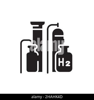 Storage cylinders H2 color line icon. Hydrogen energy. Isolated vector ...